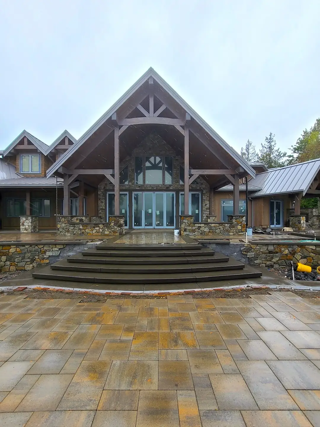 Sand Finish Custom Concrete Steps for a Grand Curved Entryway in ...