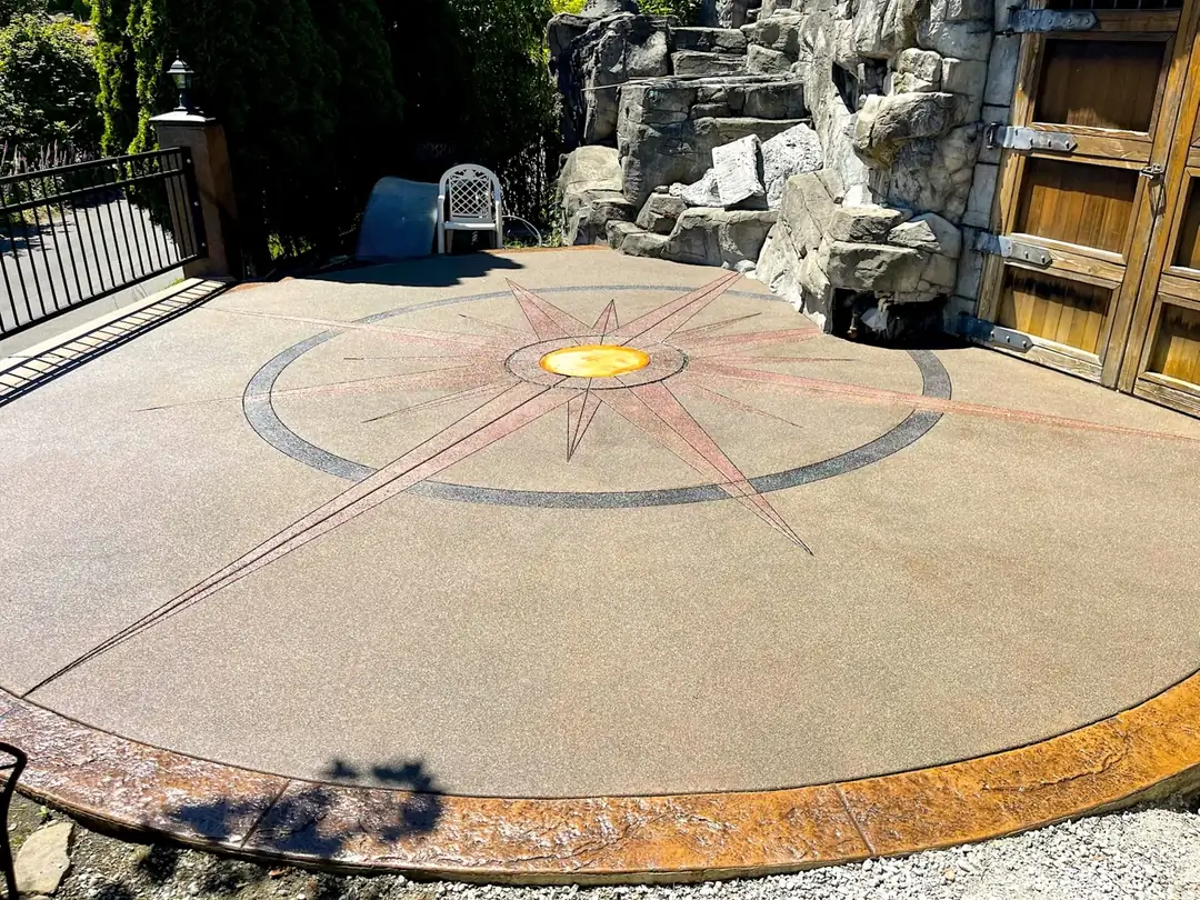 Concrete Patio with a Custom Multi-Color Compass Rose Medallion in ...